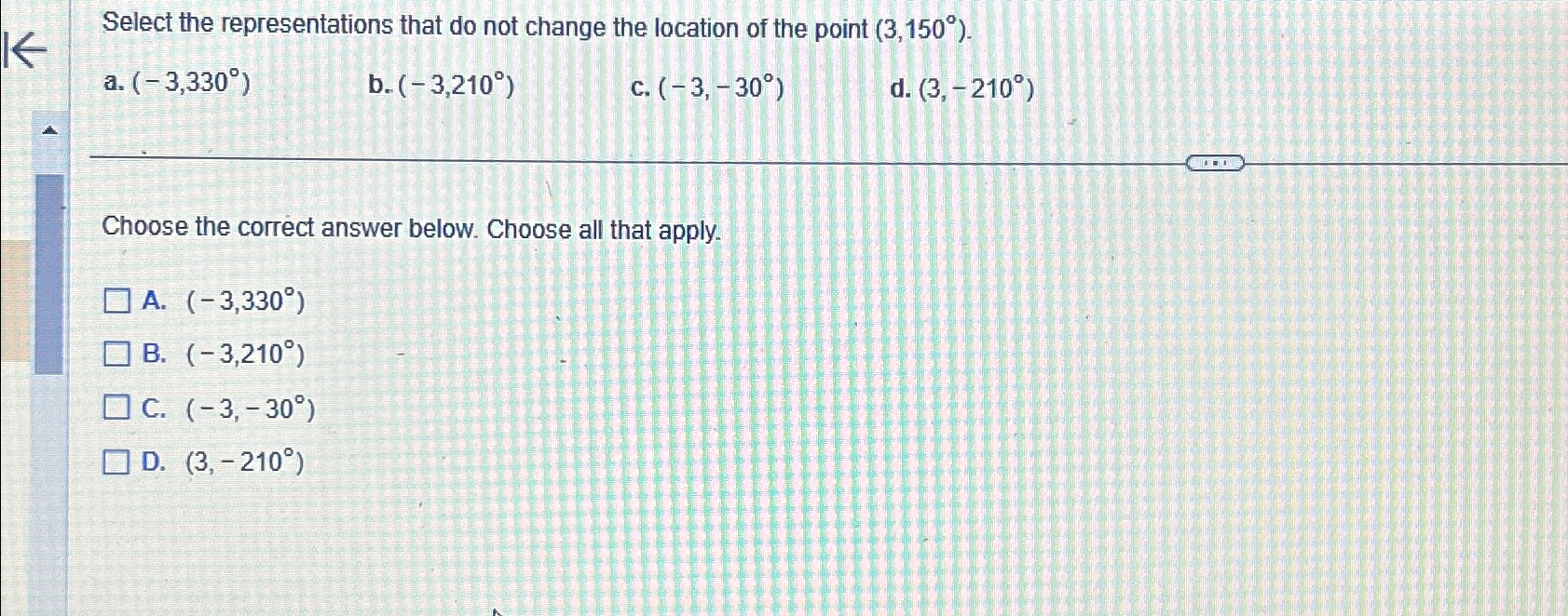 Solved Select the representations that do not change the | Chegg.com