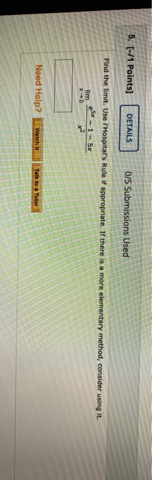 Solved 5. (-/1 Points] DETAILS 0/5 Submissions Used Find the | Chegg.com