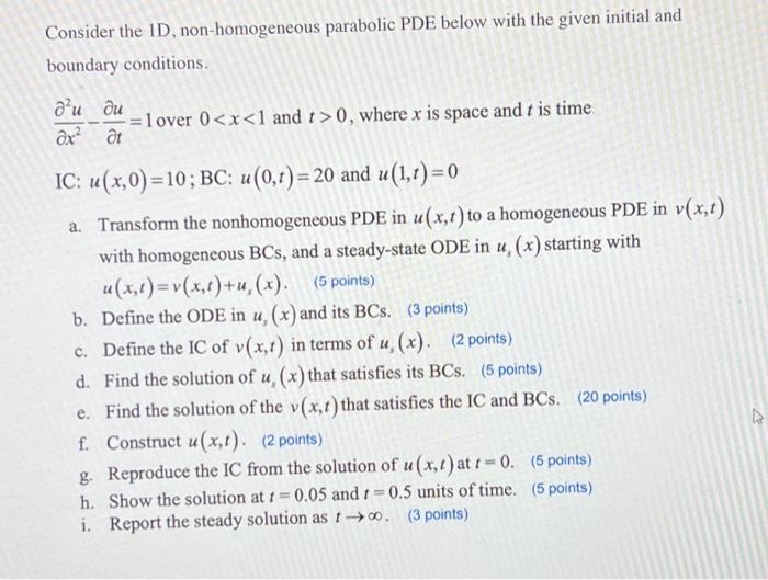Solved Consider the 1D, non-homogeneous parabolic PDE below | Chegg.com