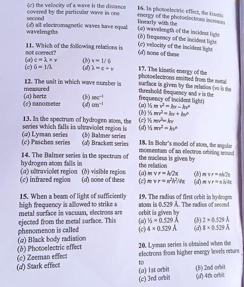 Solved 117. An element with atomic number equal to one, | Chegg.com