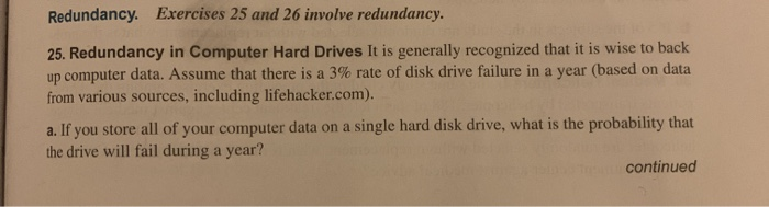 Solved Exercises 25 and 26 involve redundancy. Redundancy. | Chegg.com