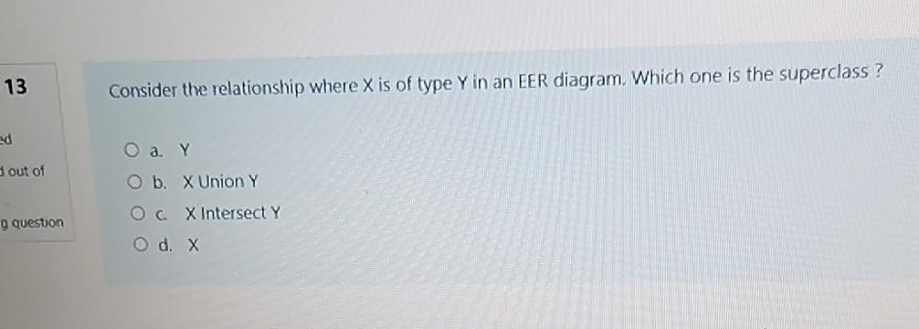 Solved 13 Consider the relationship where X is of type Y in | Chegg.com