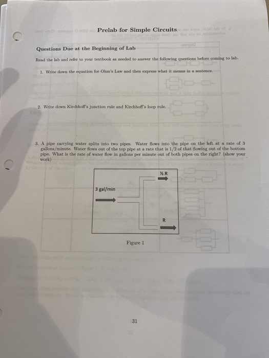 Solved Prelab for Simple Circuits Questions Due at the | Chegg.com