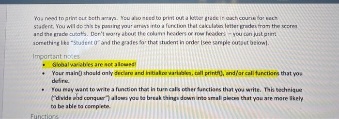 Solved - c programming-no global variables-multi dimensional | Chegg.com