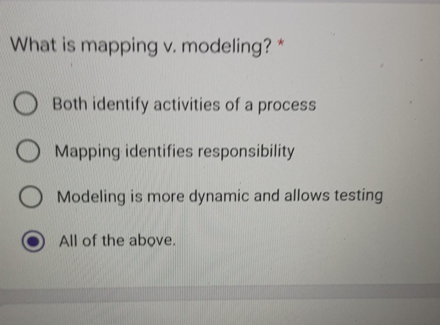 Solved What is mapping v. modeling?* Both identify | Chegg.com