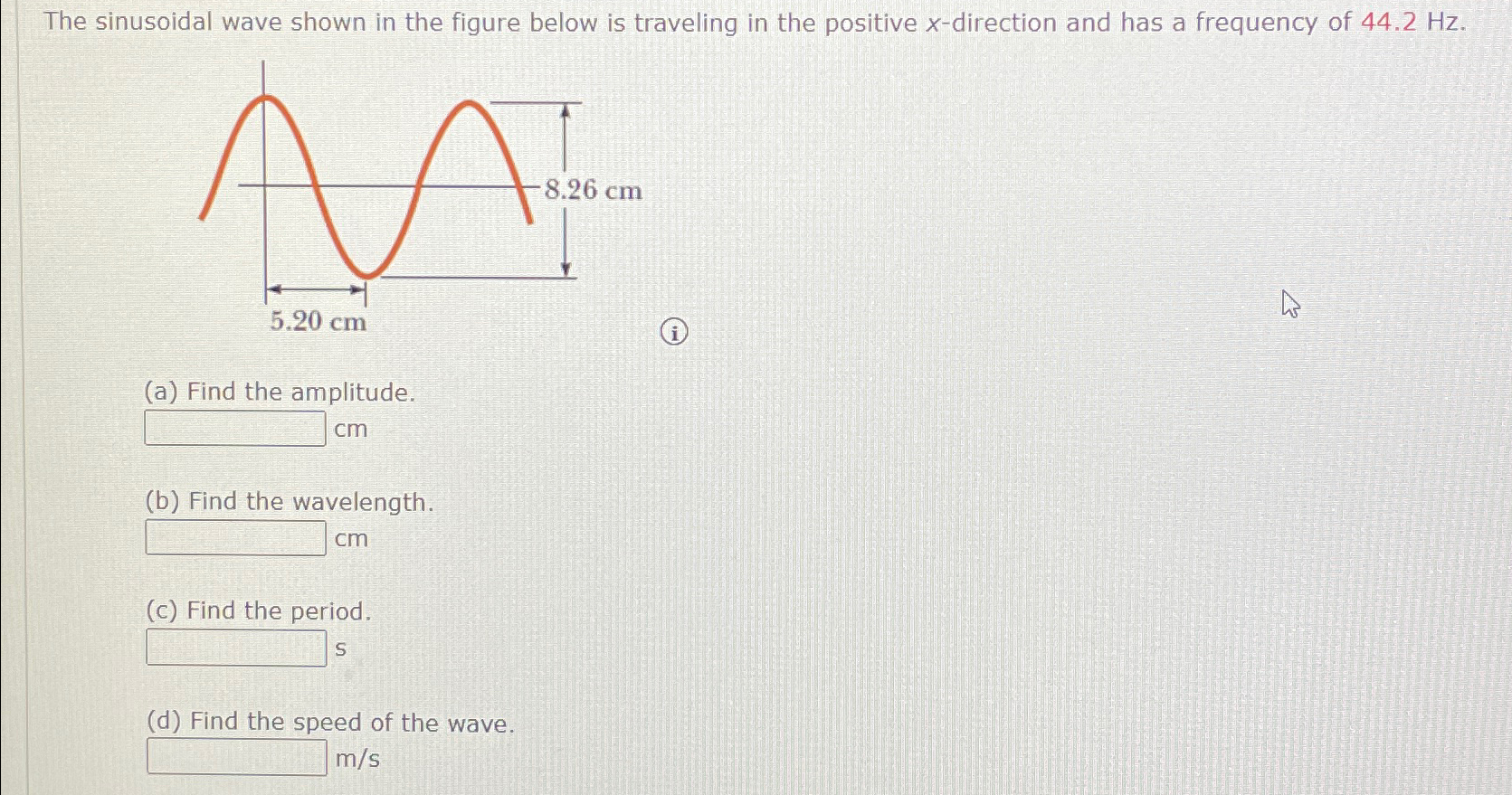 Solved The sinusoidal wave shown in the figure below is | Chegg.com