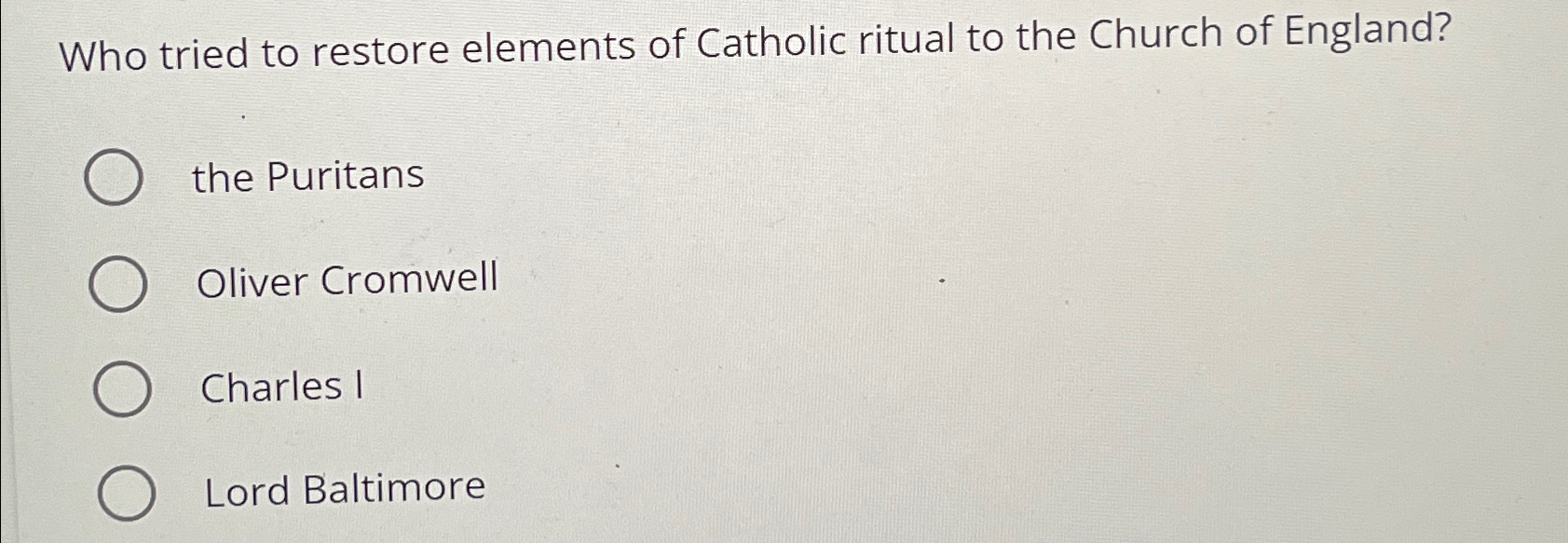 Solved Who tried to restore elements of Catholic ritual to | Chegg.com