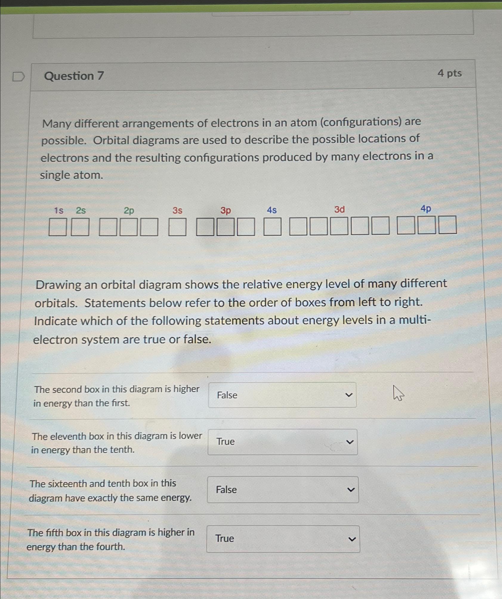 Solved Question 74 ﻿ptsMany different arrangements of | Chegg.com