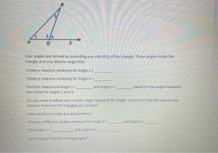 Solved Four angles are formed by extending one side (PQ) of | Chegg.com