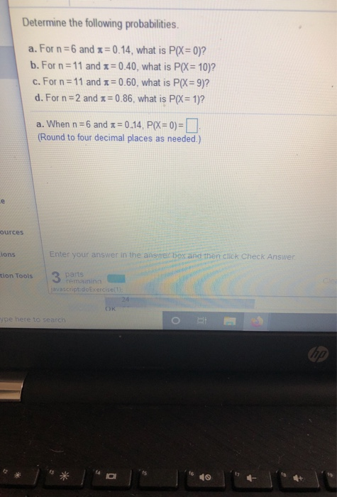 Solved Determine the following probabilities. a. For n=6 and | Chegg.com