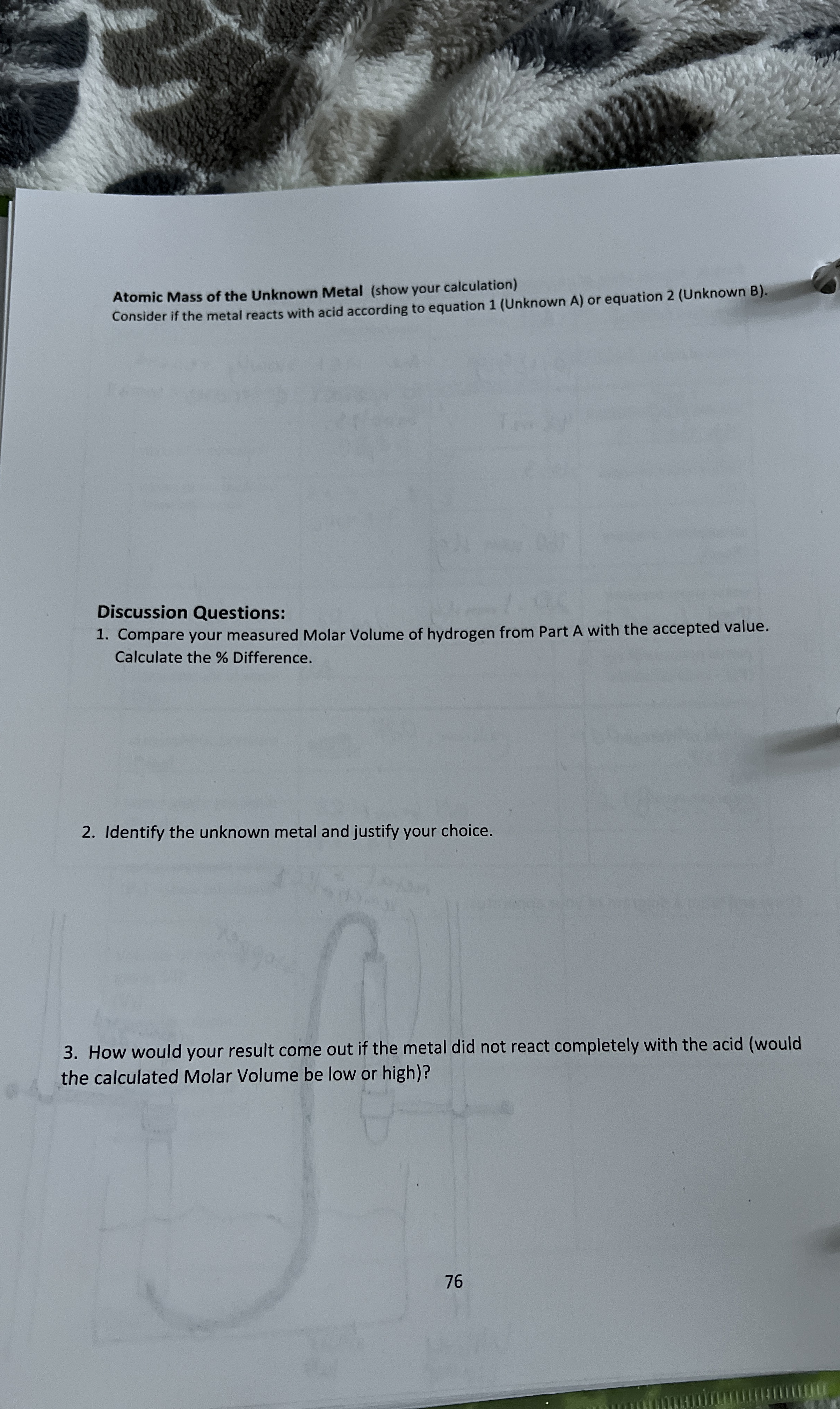 Solved Atomic Mass of the Unknown Metal (show your | Chegg.com