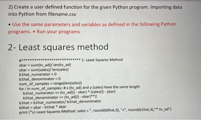 2) Create a user defined function for the given | Chegg.com