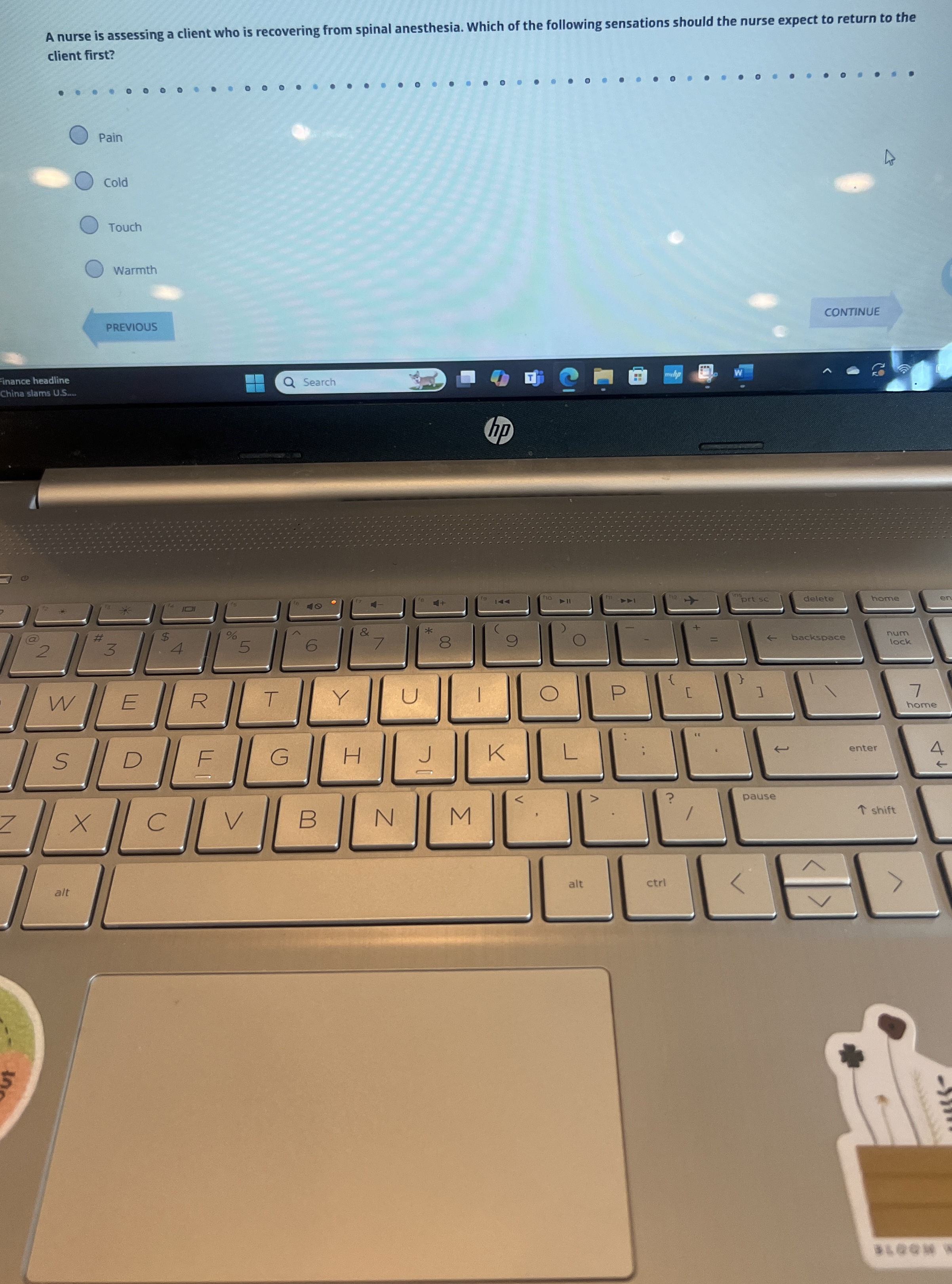 Solved A nurse is assessing a client who is recovering from | Chegg.com