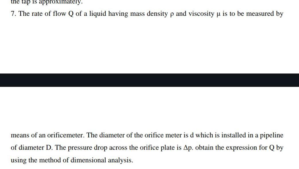 7. The rate of flow Q of a liquid having mass density | Chegg.com