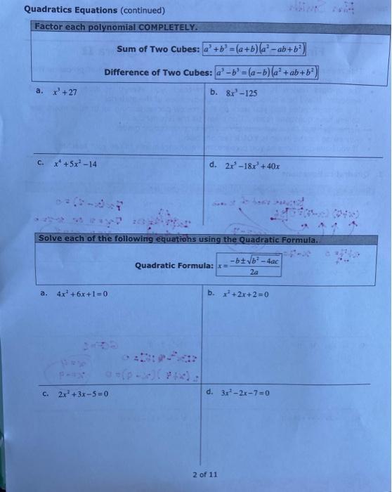 Solved Quadratics Equations (continued) Factor each | Chegg.com Solved Quadratics Equations (continued) Factor each | Chegg.com