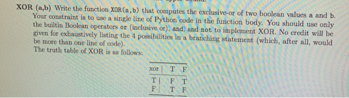 Solved XOR (a, b) Write the function XOR (a, b) that | Chegg.com