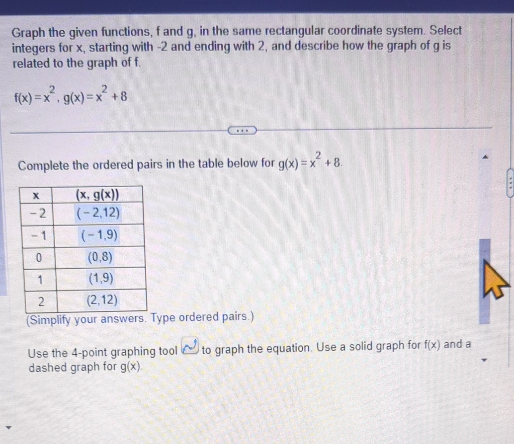 Solved Graph the given functions, f ﻿and g, ﻿in the same | Chegg.com