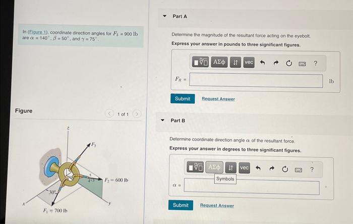 Solved In Figure 1 Coordinate Direction Angles For