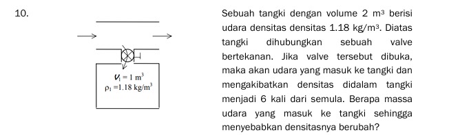 Solved Sebuah tangki dengan volume 2m3 ﻿berisi udara | Chegg.com