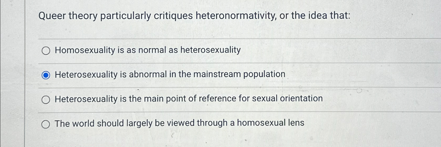 Solved Queer theory particularly critiques | Chegg.com
