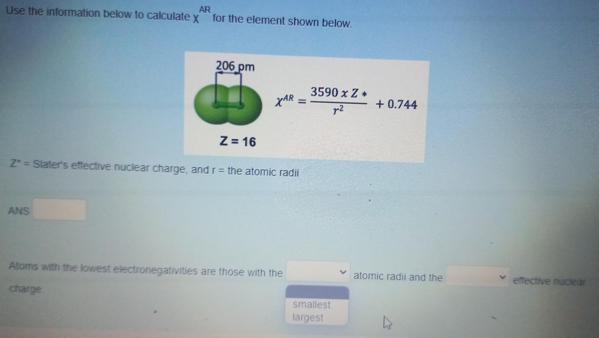 Solved Use the information below to calculate xAR for the | Chegg.com