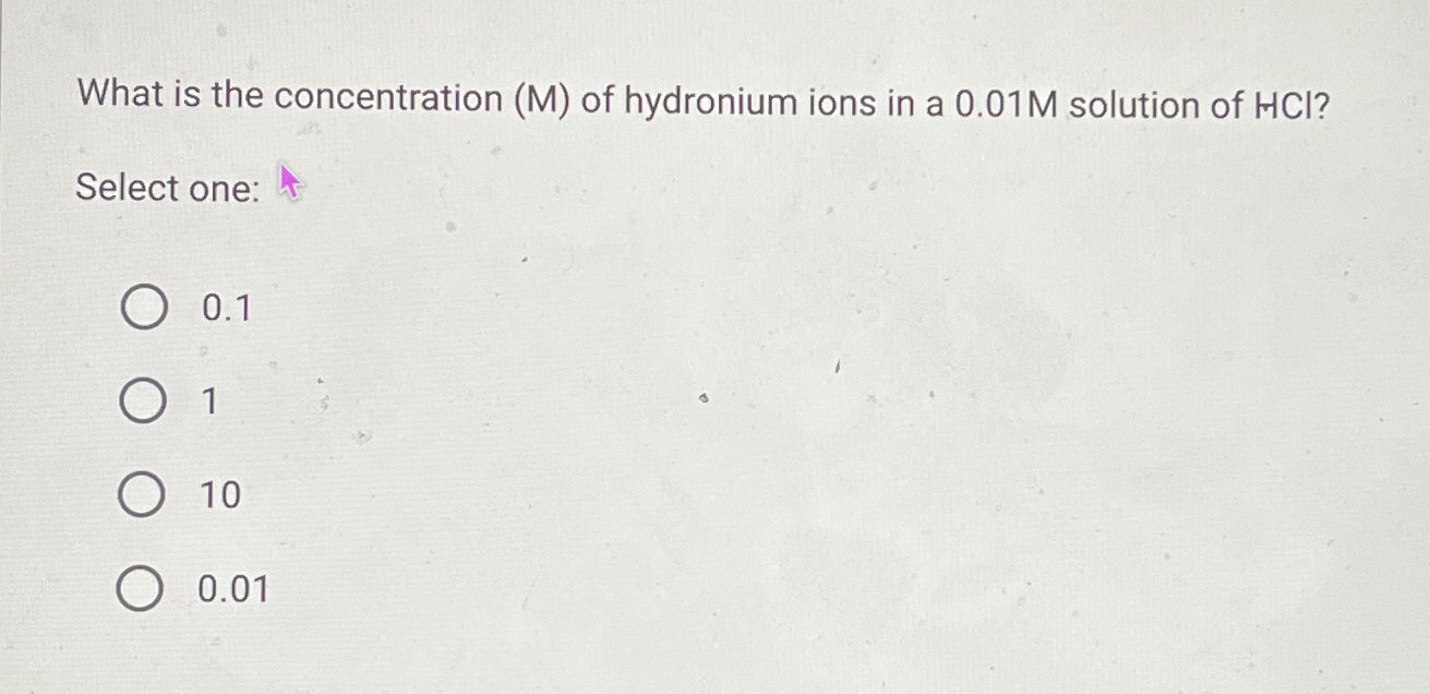 Solved What is the concentration (M) ﻿of hydronium ions in a | Chegg.com
