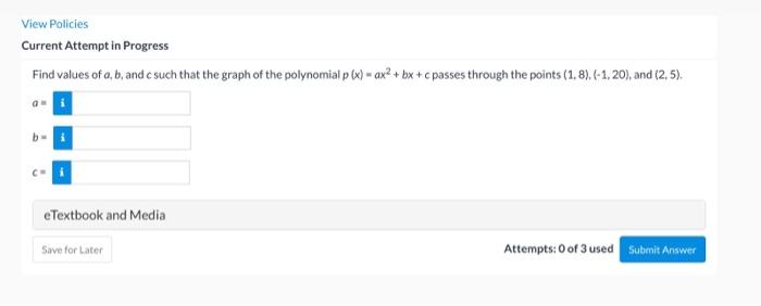 Solved Find values of a,b, and c such that the graph of the | Chegg.com