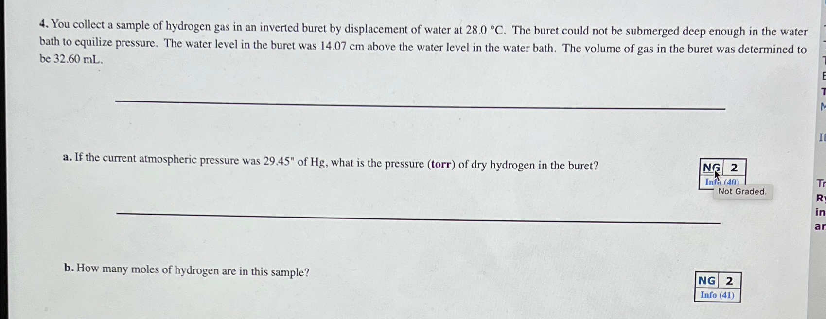 Solved You collect a sample of hydrogen gas in an inverted | Chegg.com