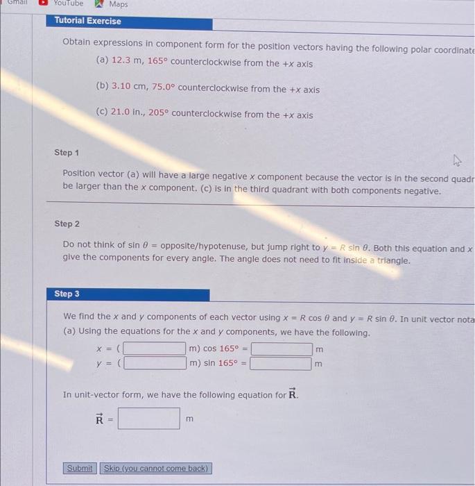 Solved Obtain expressions in component form for the position | Chegg.com