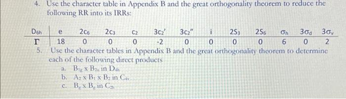 Solved 4. Use the character table in Appendix B and the | Chegg.com