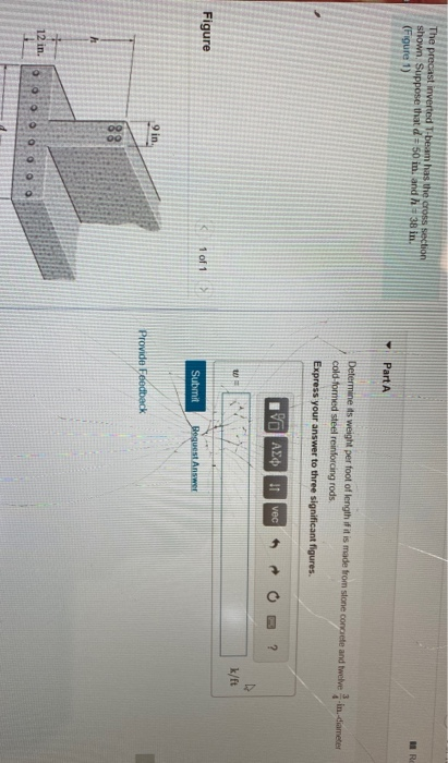 Solved The precast inverted T-beam has the cross section | Chegg.com