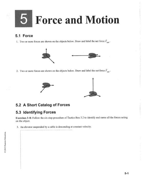 Solved 5 Force and Motion 5.1 Force 1. Two or more forces | Chegg.com
