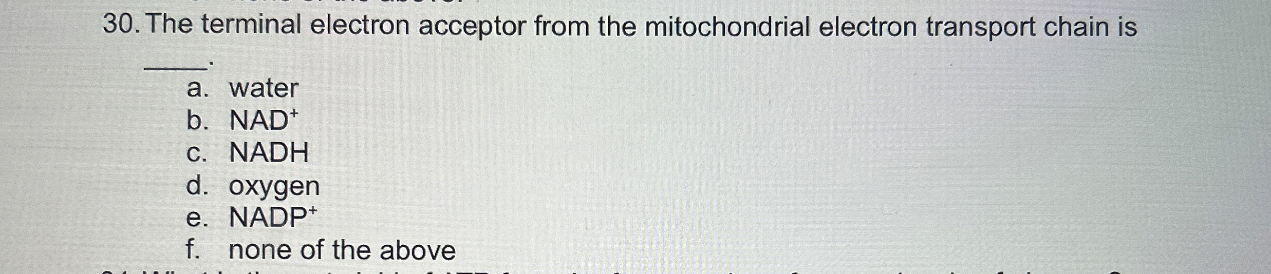 Solved The terminal electron acceptor from the mitochondrial | Chegg.com