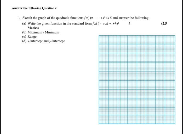 Solved 1. Sketch the graph of the quadratic functions | Chegg.com