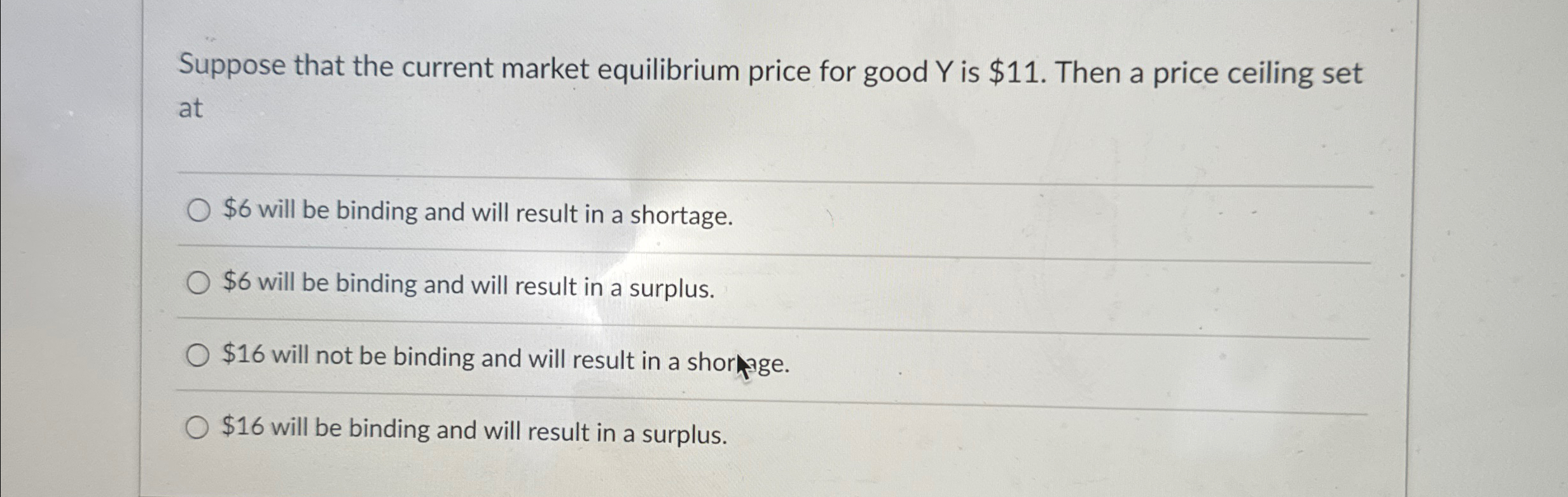 Solved Suppose that the current market equilibrium price for | Chegg.com