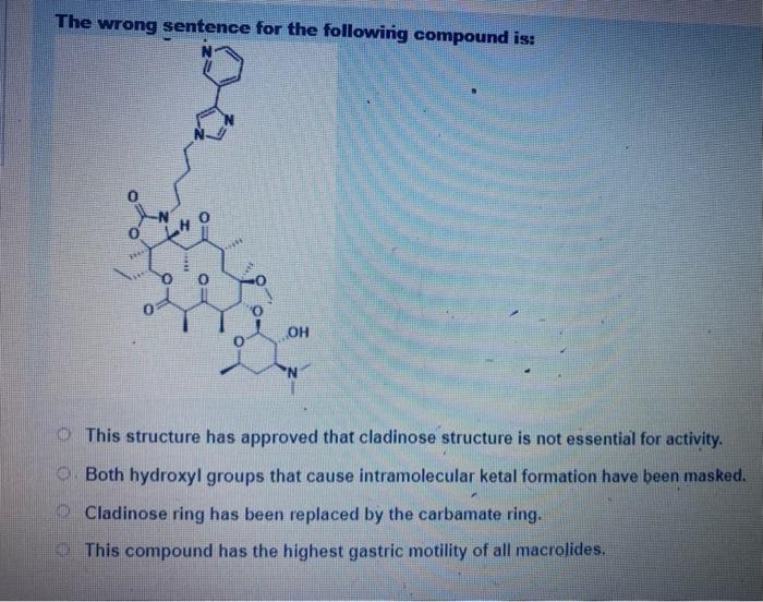 Solved The wrong sentence for the following compound is: LH | Chegg.com
