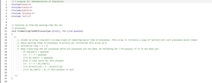 1/ C progran for inglementatian of simataction | Chegg.com