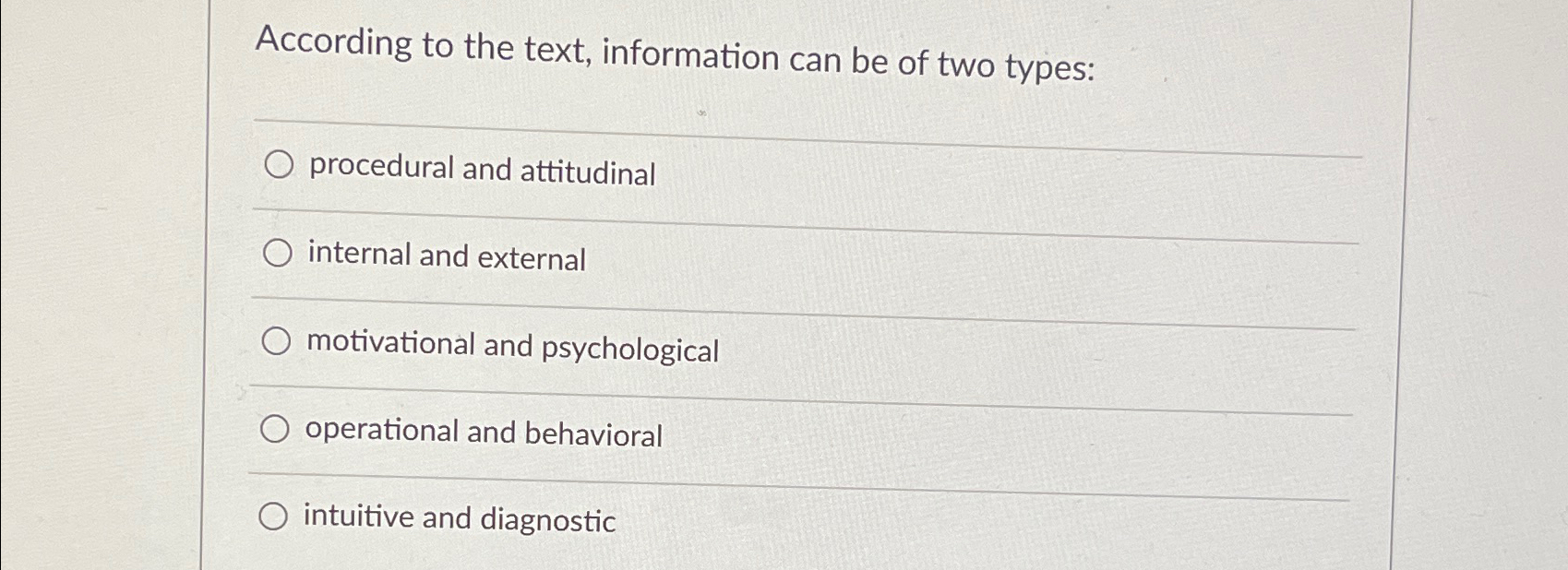 Solved According to the text, information can be of two | Chegg.com