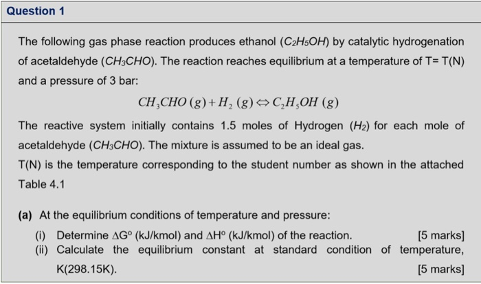 Solved Question 1 The following gas phase reaction produces | Chegg.com