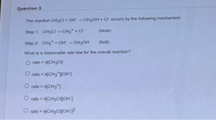 Question 3 The reaction CH3COH-CH3OH+Cr occurs by the | Chegg.com