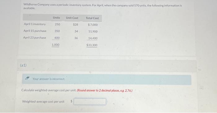 Solved Wildhorse Company uses a periodic iinventory system. | Chegg.com