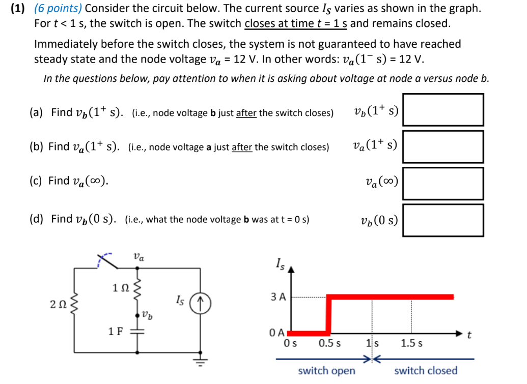 Solved (1) (6 ﻿points) ﻿Consider the circuit below. The | Chegg.com