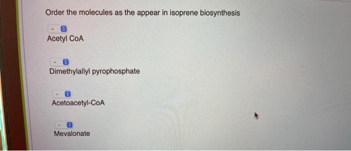 Solved Order the molecules as the appear in isoprene | Chegg.com