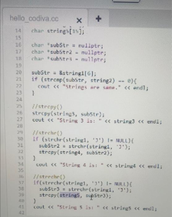 Solved *lnclude (estring) 4 using narespace std; b - int | Chegg.com