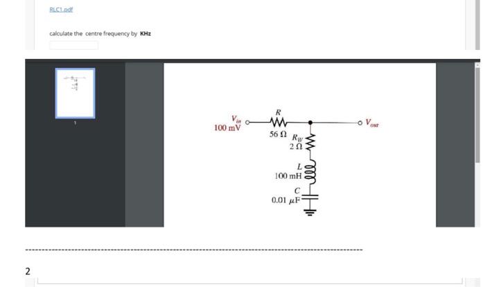 Solved calculate the centre frequency by KHz | Chegg.com