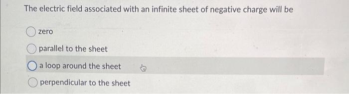 Solved The electric field associated with an infinite sheet | Chegg.com