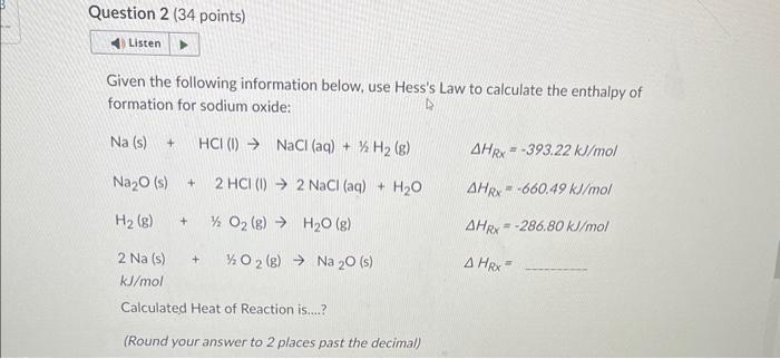 Solved Given the following information below, use Hess's Law | Chegg.com