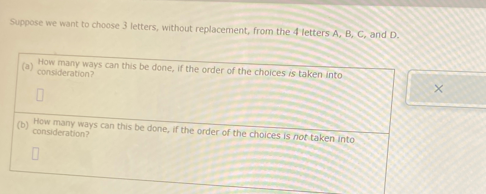 Solved Suppose we want to choose 3 ﻿letters, without | Chegg.com