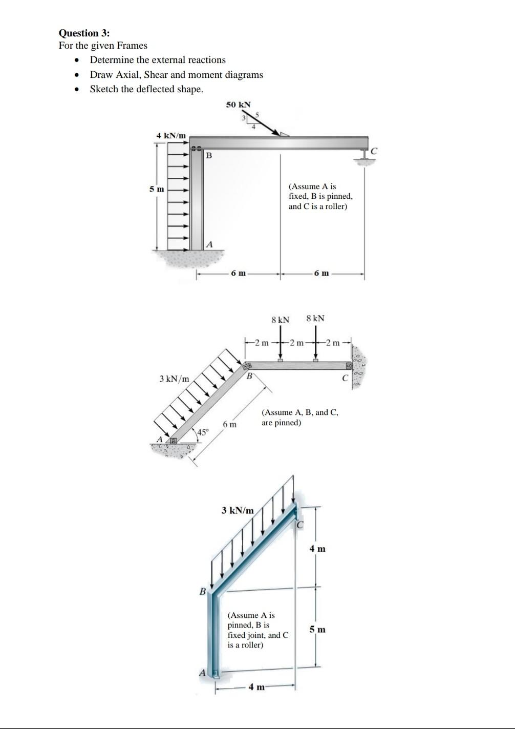 Solved Question 3: For the given Frames Determine the | Chegg.com