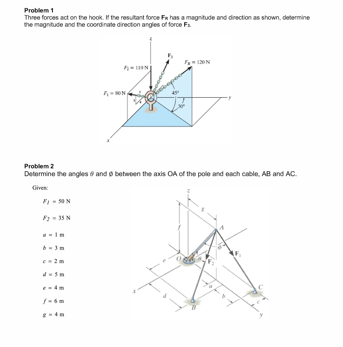 Solved Problem 1Three forces act on ﻿the hook. If ﻿the | Chegg.com